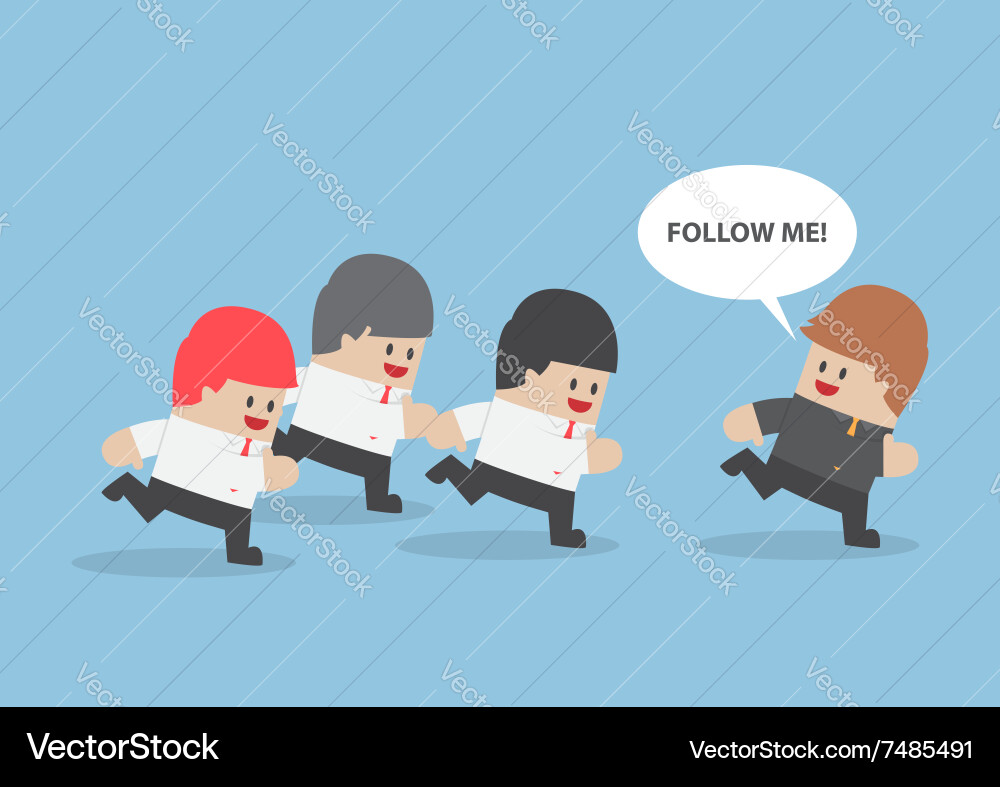 Businessman run following leader Royalty Free Vector Image