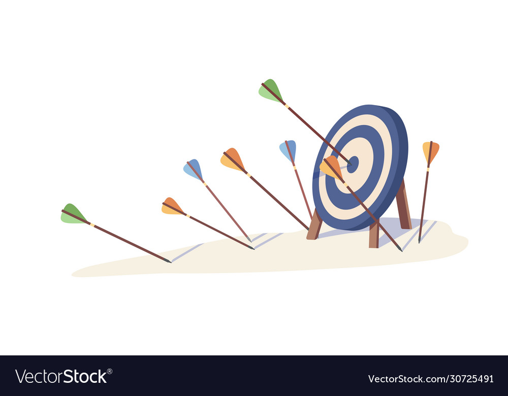 Cartoon arrows missed hitting target mark isolated Cartoon arrows missed hitting target mark isolated