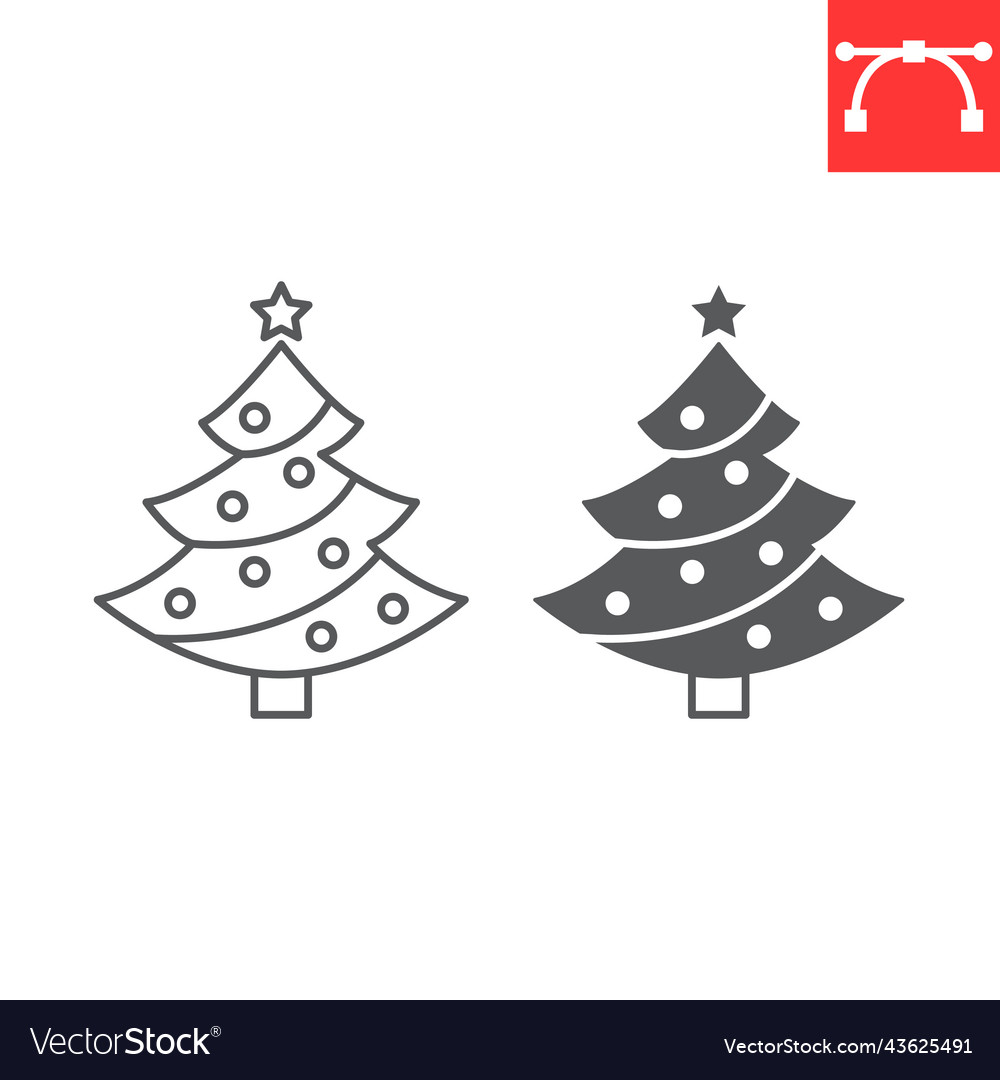 Christmas tree line and glyph icon Royalty Free Vector Image