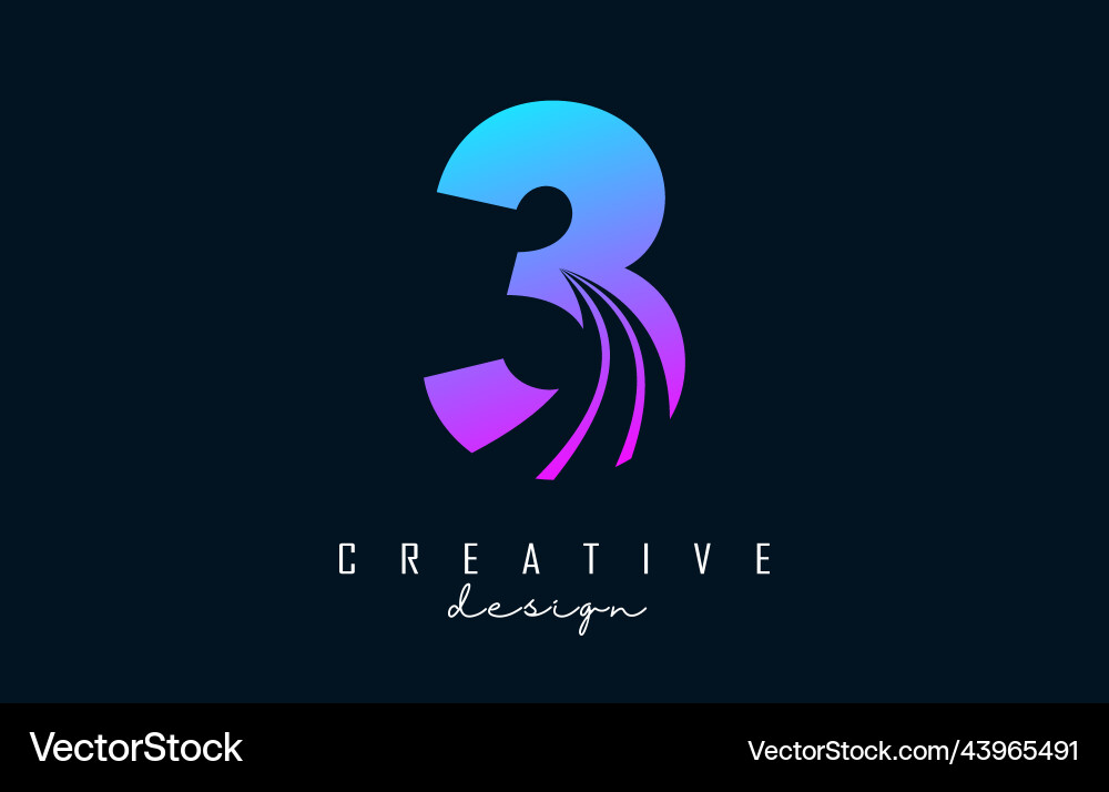 Colorful creative number 3 logo with leading Vector Image
