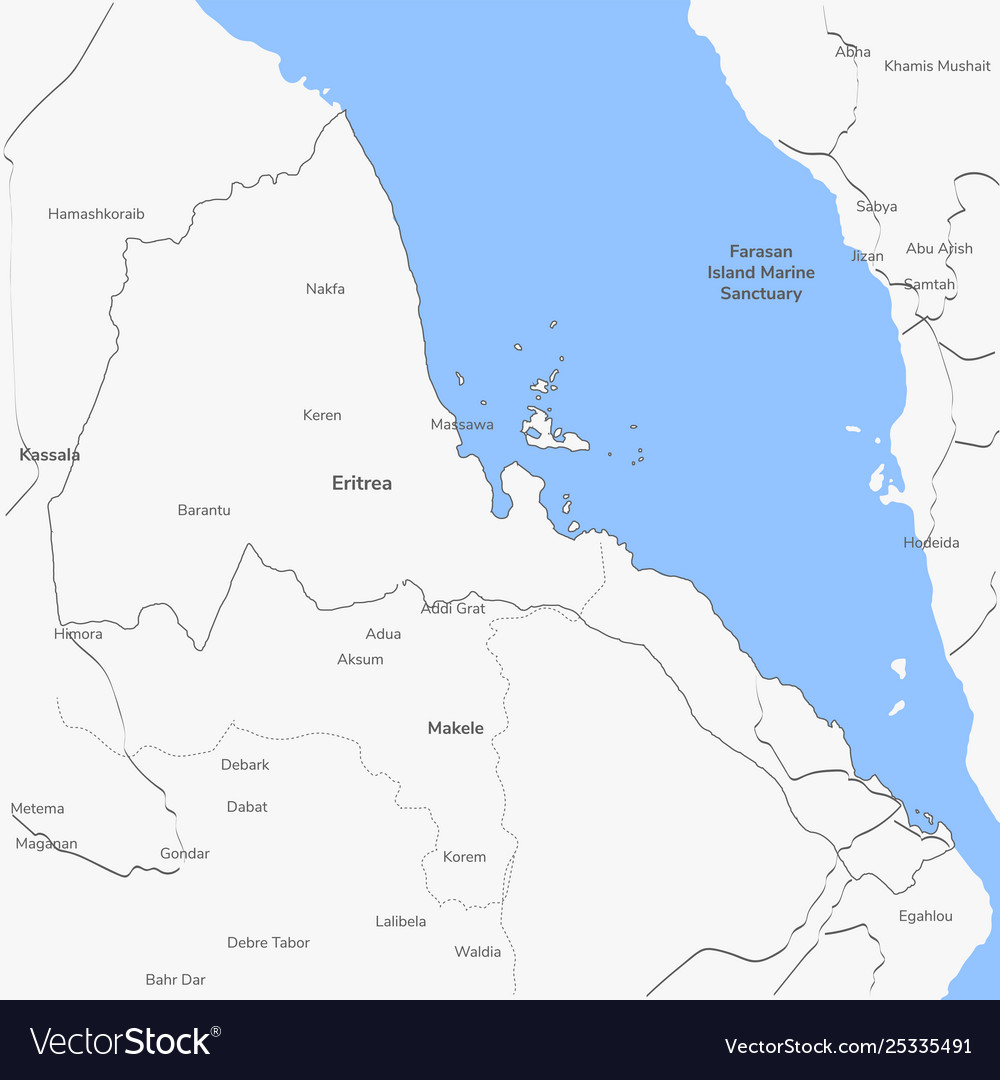 Detailed map eritrea Royalty Free Vector Image