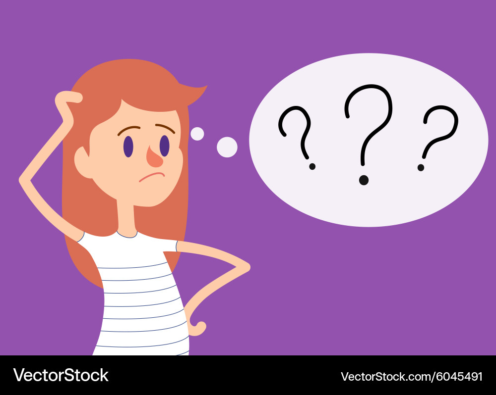 Girl has many questions Royalty Free Vector Image