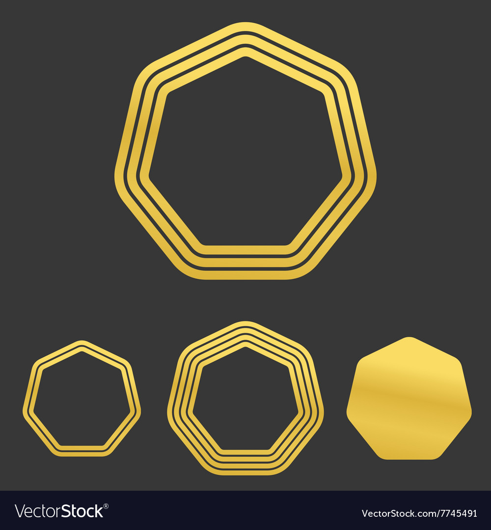 Golden line heptagon logo design set Royalty Free Vector