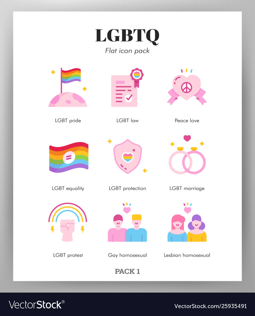 Lgbt icons flat pack Royalty Free Vector Image