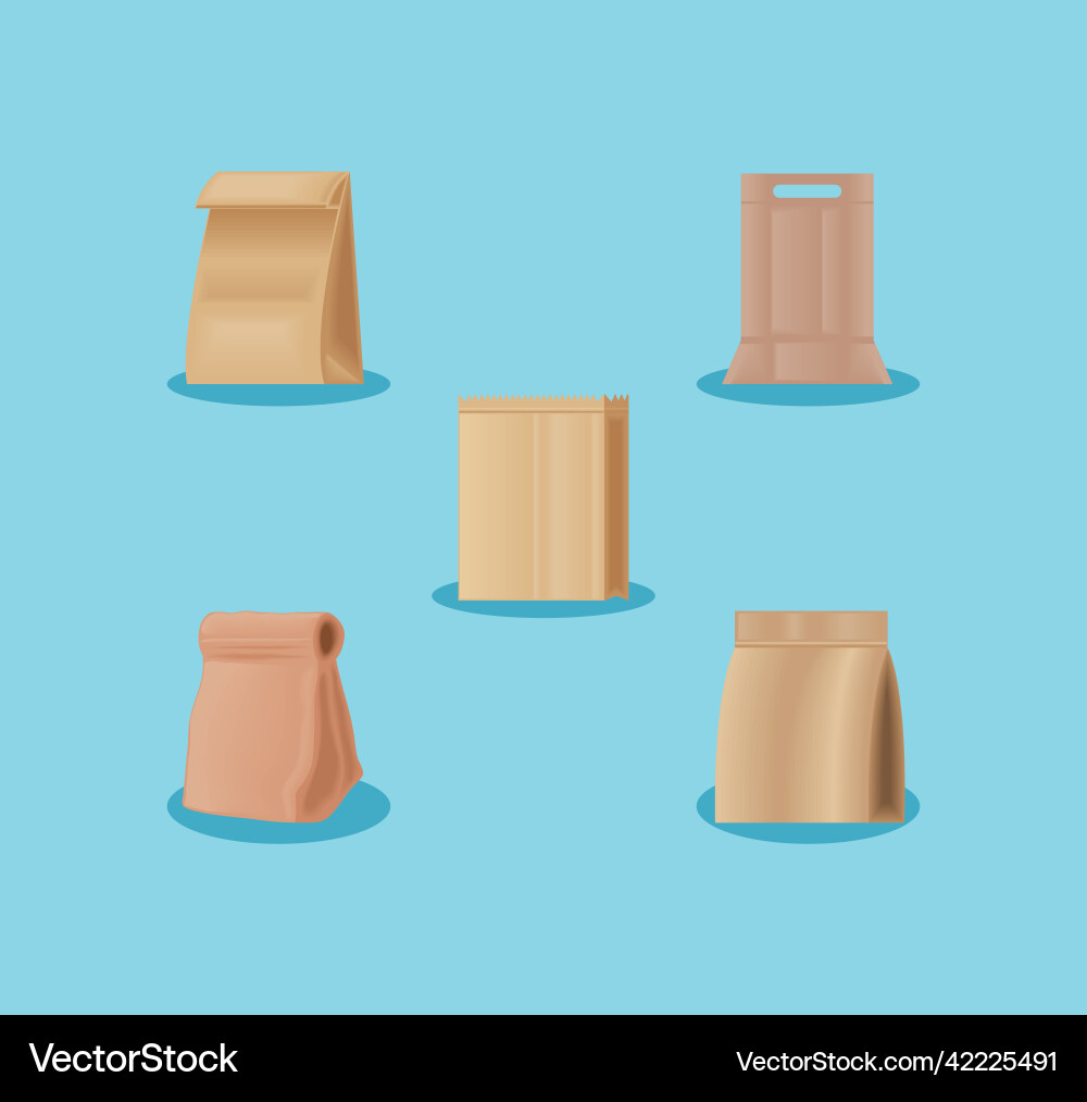 Paper bags on blue background Royalty Free Vector Image