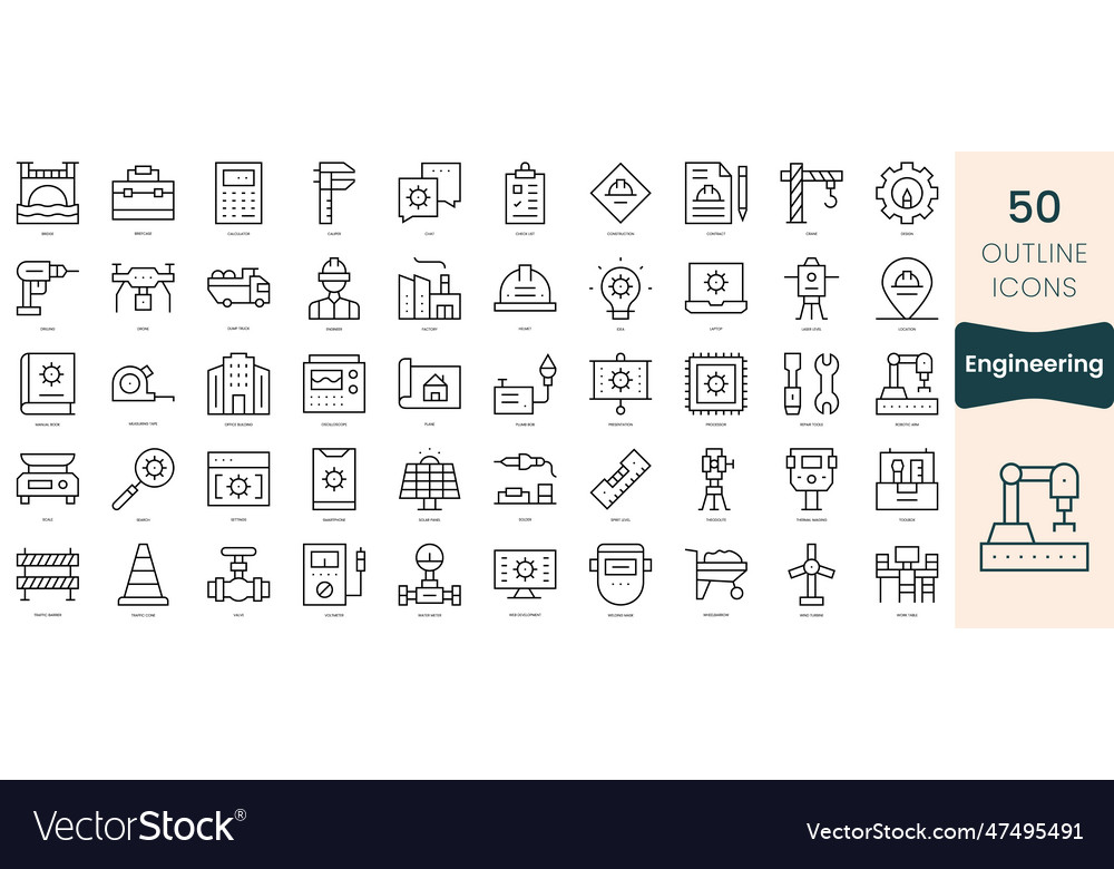 Set of engineering icons thin linear style icons Vector Image