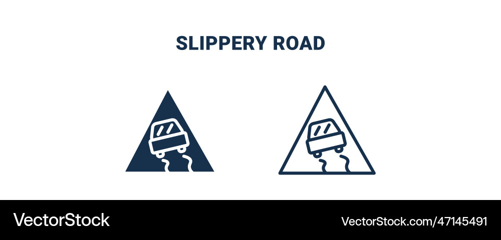 Slippery road icon outline and filled Royalty Free Vector