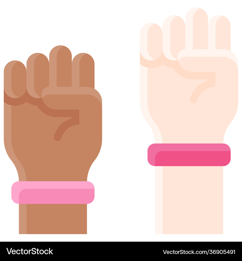 Two raised fists icon feminism related Royalty Free Vector