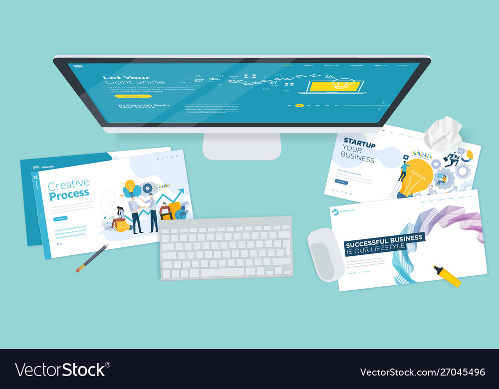 Creative workspace concept Royalty Free Vector Image