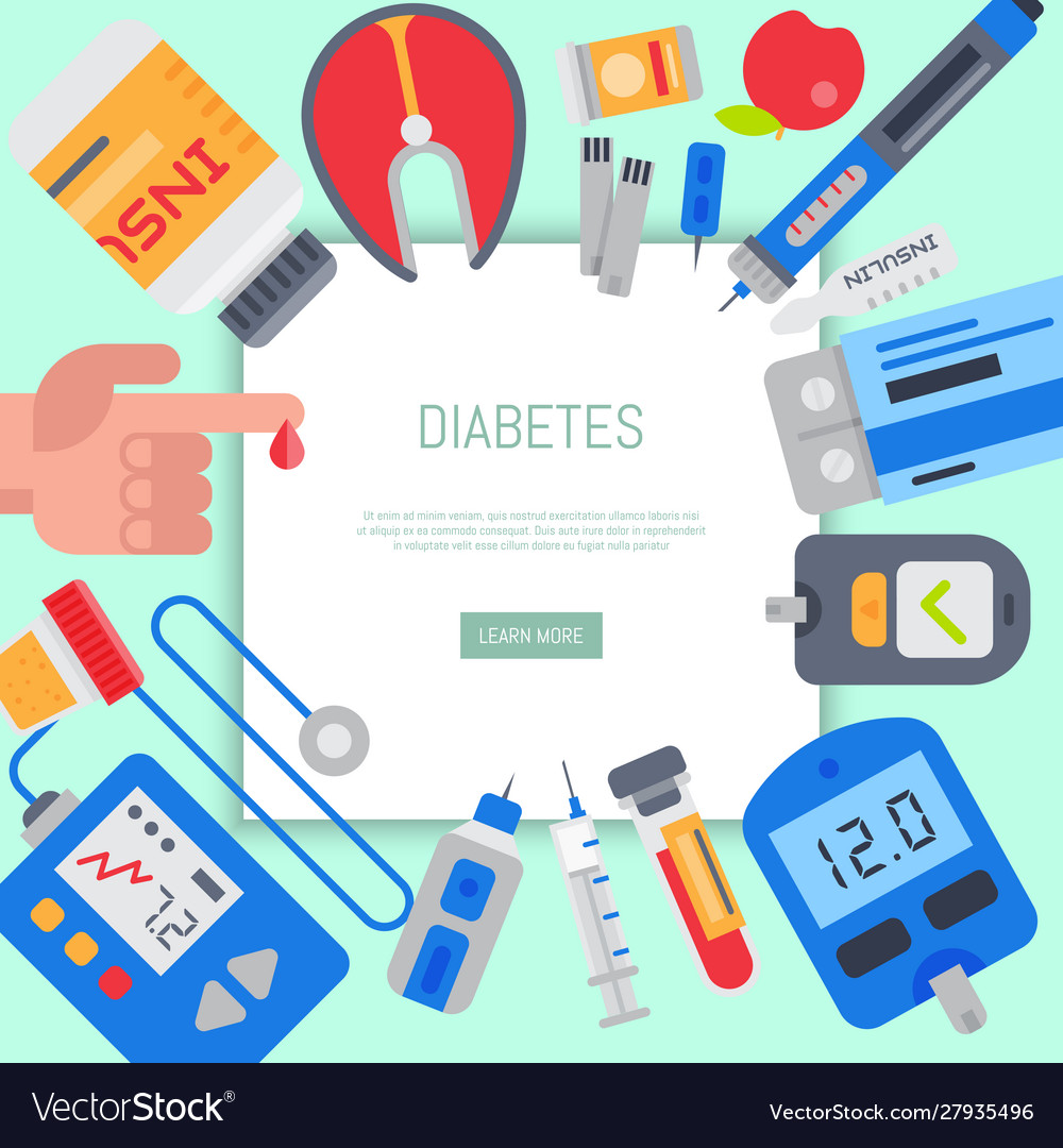 Diabetes Mellitus Care Web Banner Royalty Free Vector Image