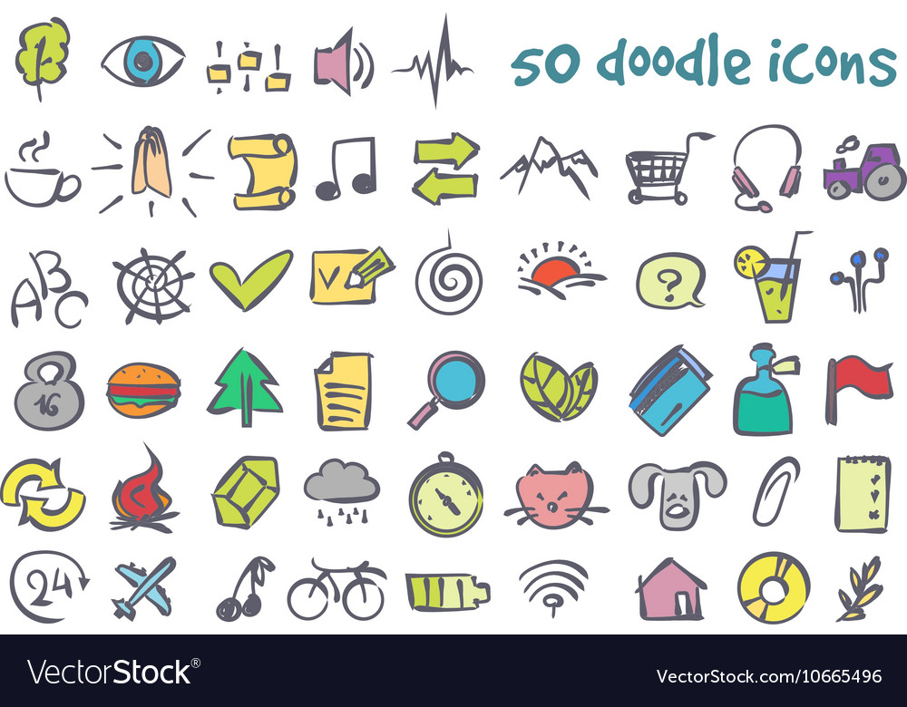 Doodle icons set Royalty Free Vector Image - VectorStock