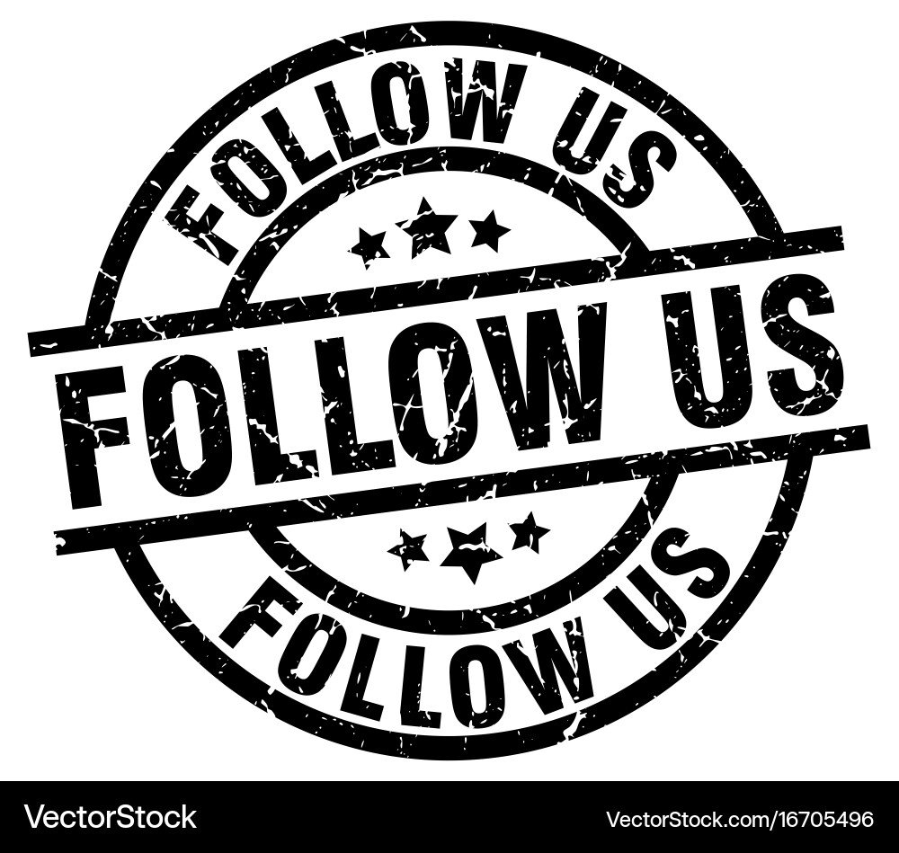 Follow us round grunge black stamp Royalty Free Vector Image