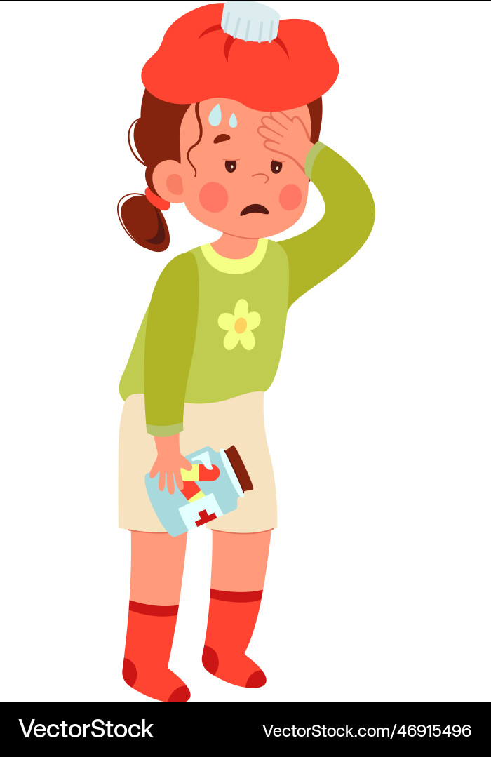 Girl suffering from fever Royalty Free Vector Image