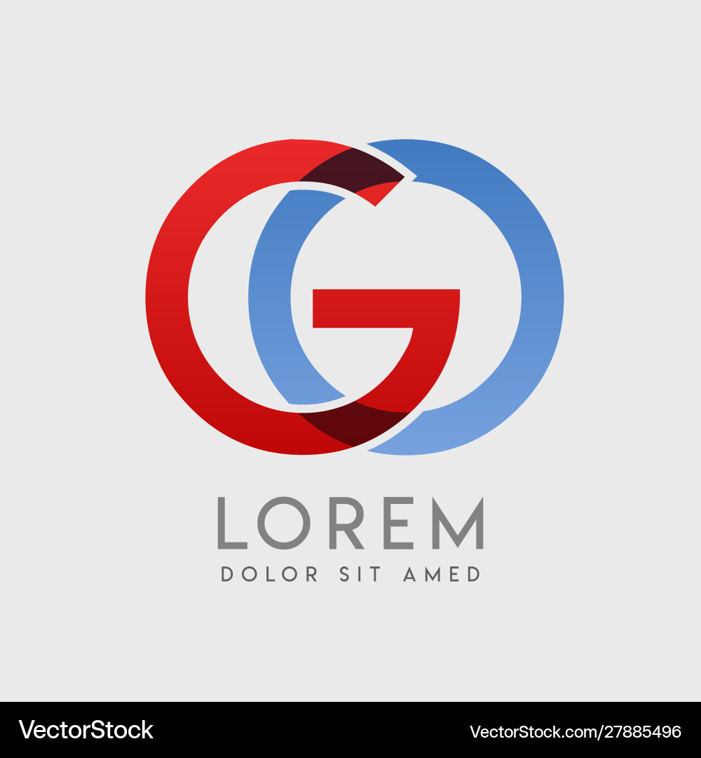 Go logo letters with blue and red gradation Vector Image