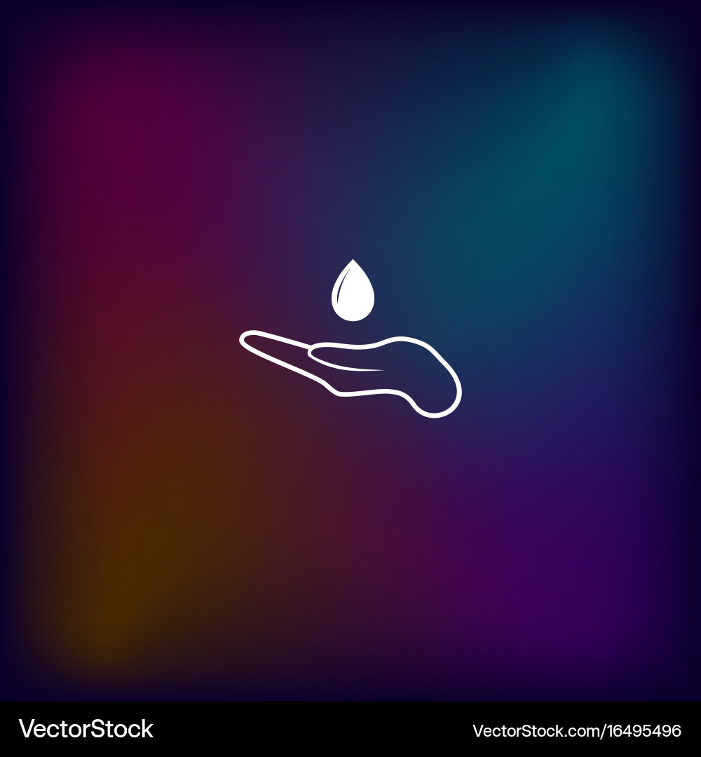 Hand and water drop icon Royalty Free Vector Image