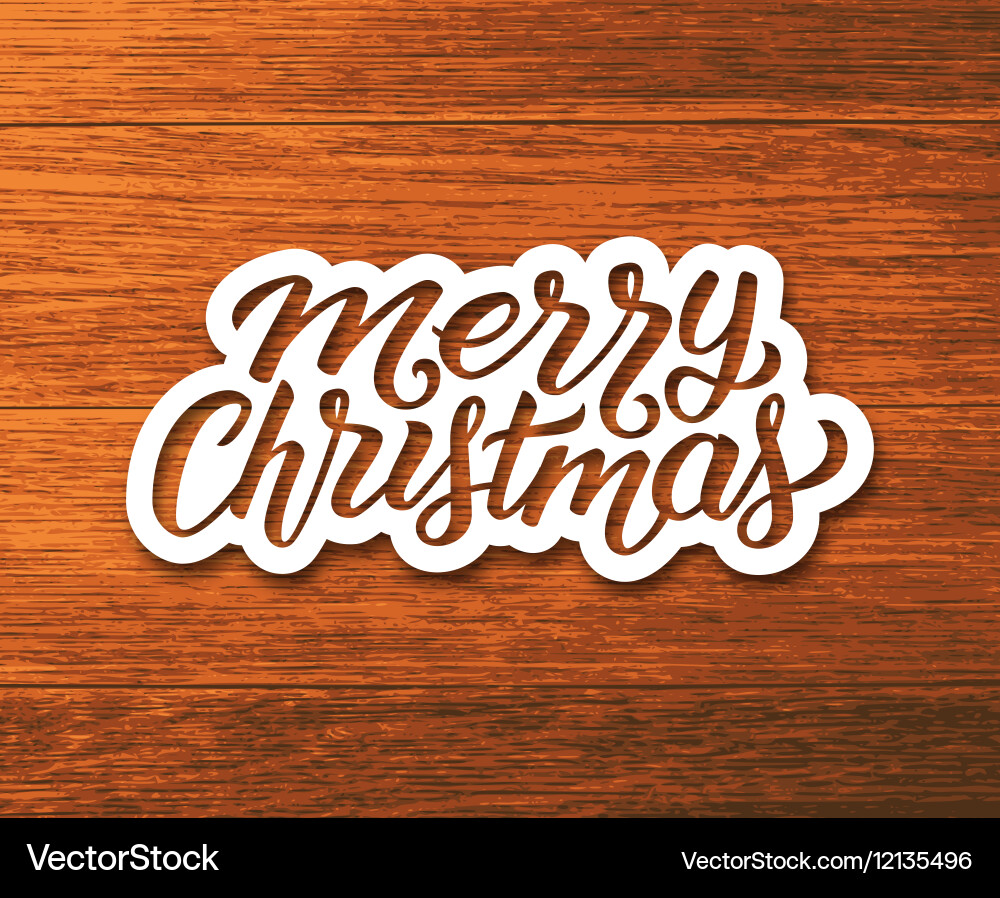Merry christmas greetings text on paper label Vector Image