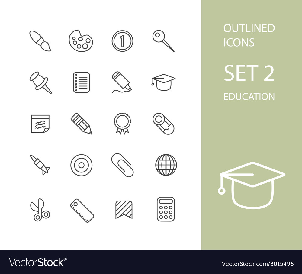 Outline icons thin flat design modern line stroke Vector Image