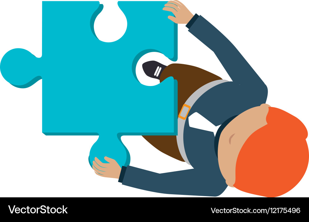 Person with puzzle pieces game icon Royalty Free Vector