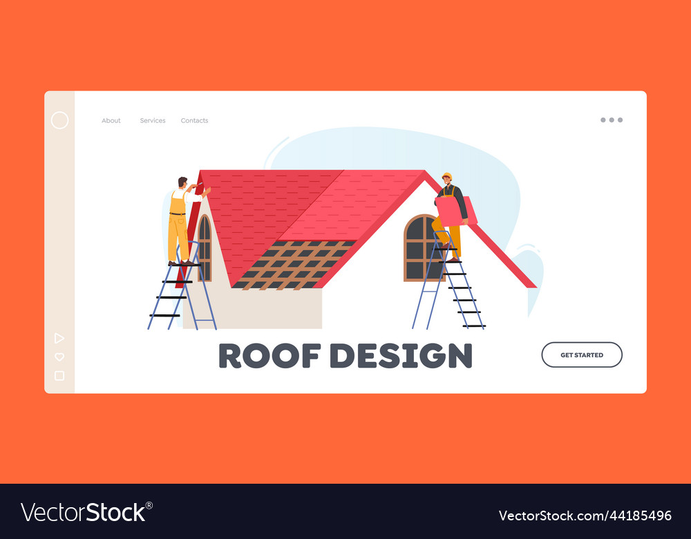 Roof design landing page template worker Vector Image