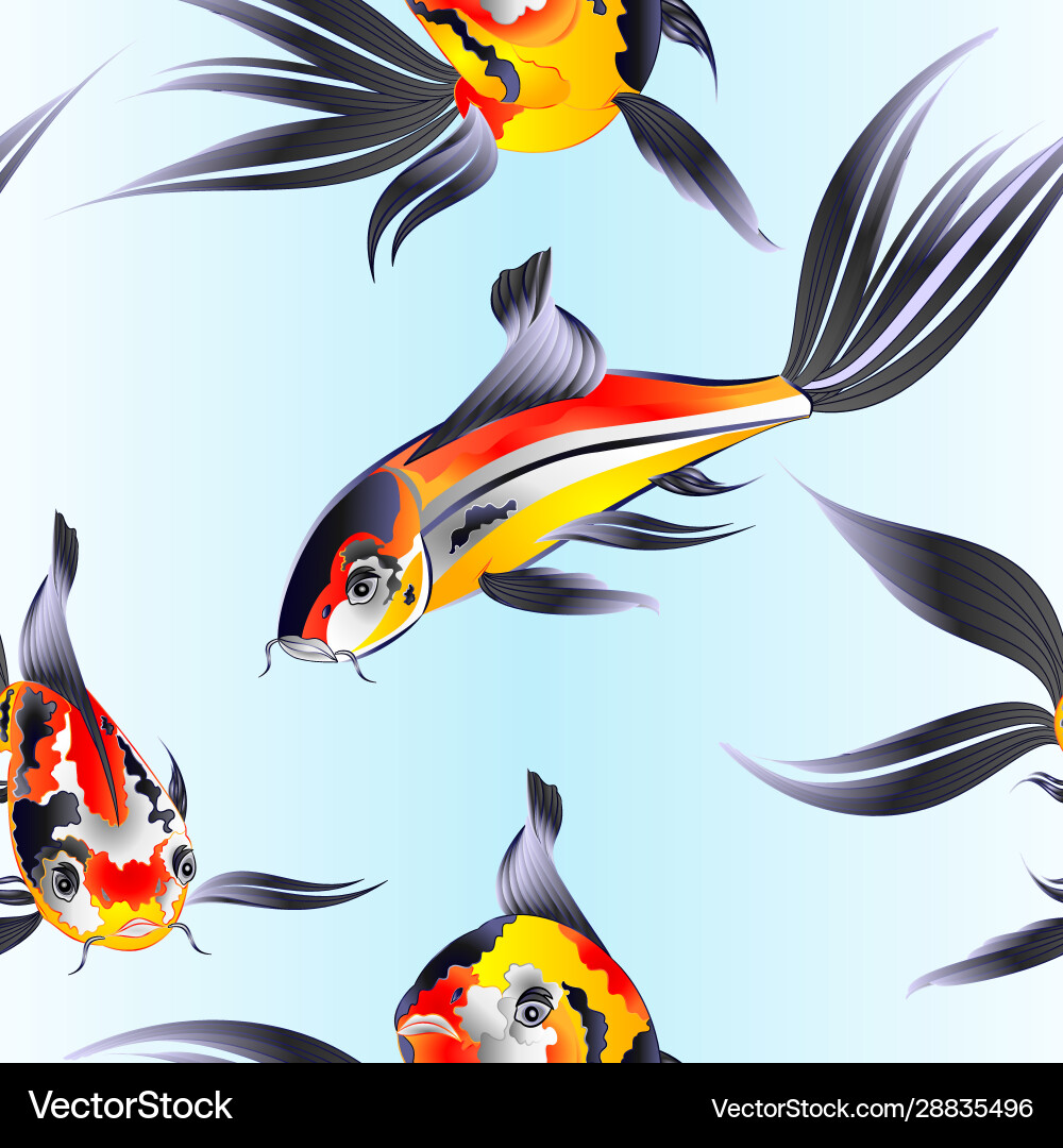 Seamless texture japanese carp beautiful hand Vector Image