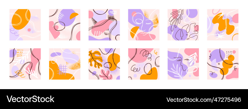 Set of abstract hand drawn backgrounds Royalty Free Vector