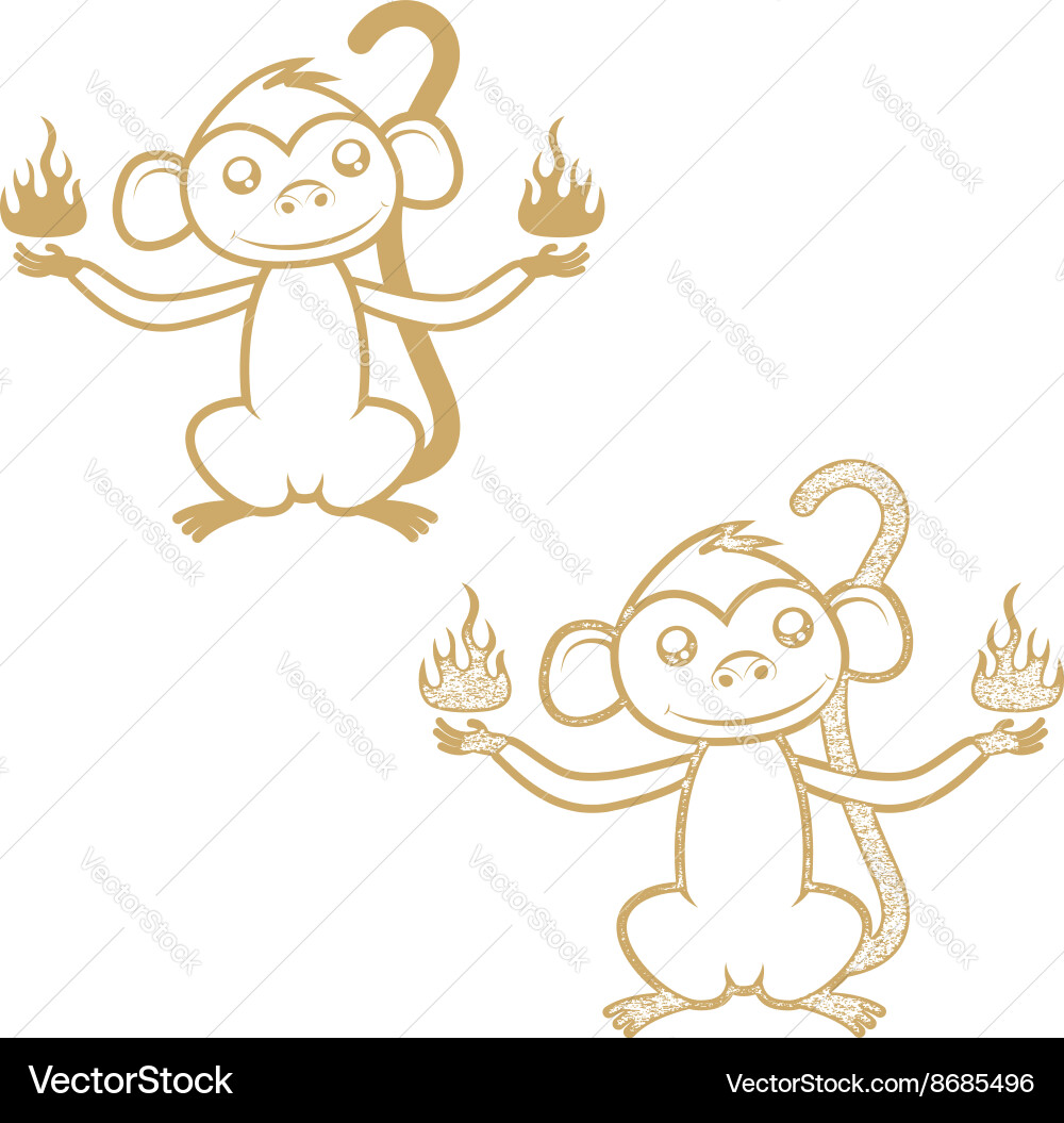 Set of the gold monkey year Royalty Free Vector Image