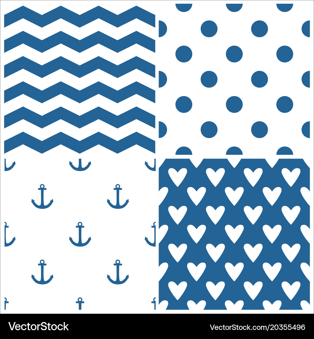 Tile sailor pattern set with polka dots zig zag Vector Image