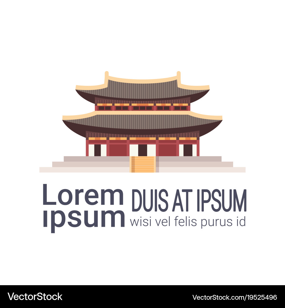Traditional korea temple building isolated Vector Image