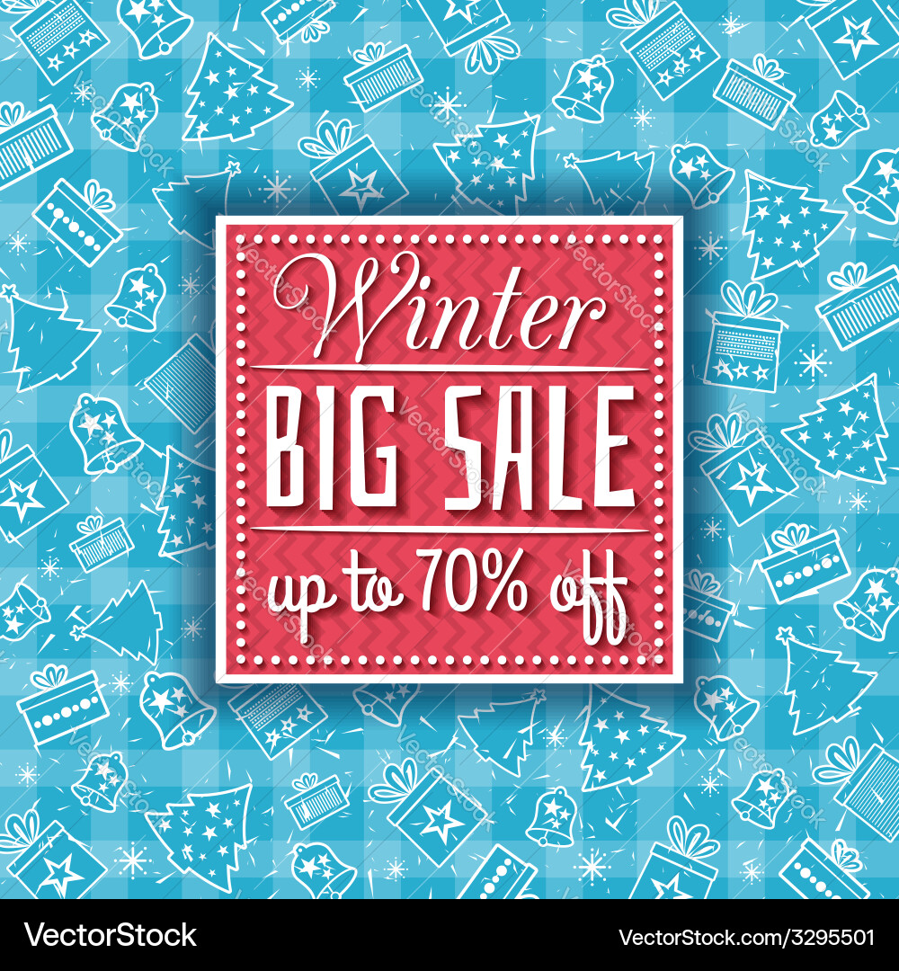 Blue christmas background with sale offer Vector Image