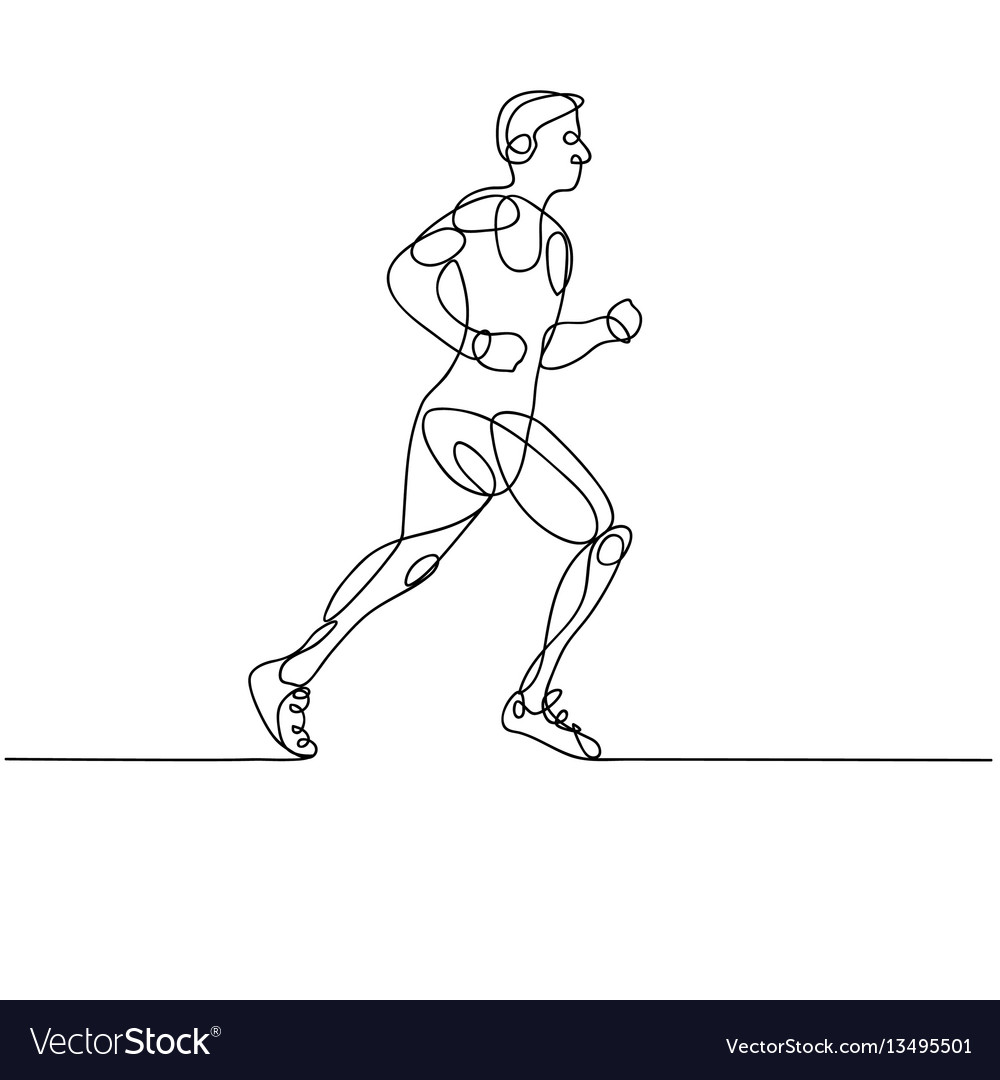 Continuous line drawing runner -variable line Vector Image