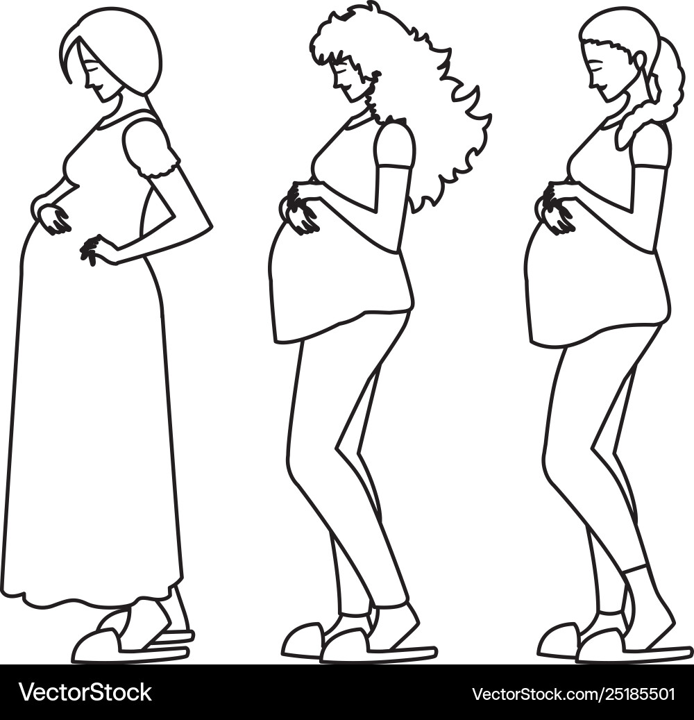 Group beautiful pregnancy women characters Vector Image