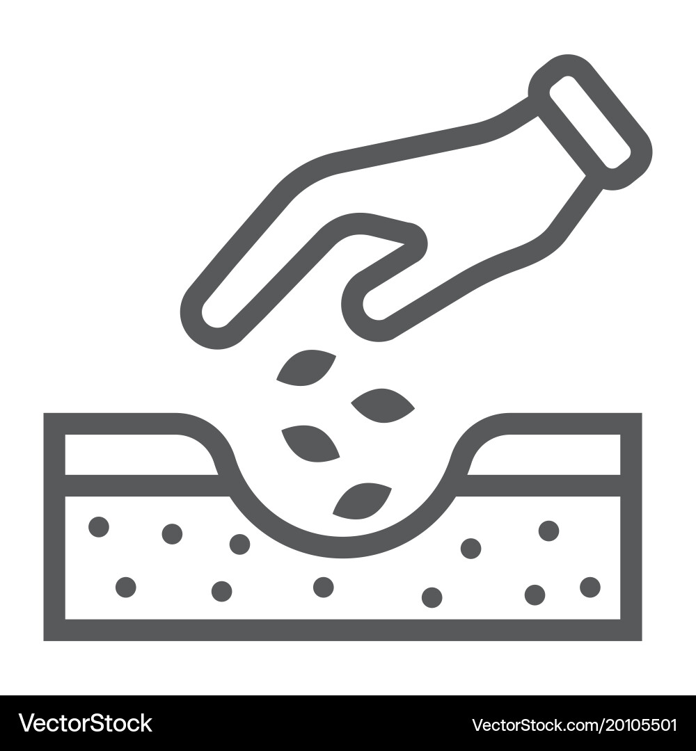 Hands planting seeds line icon farming Royalty Free Vector