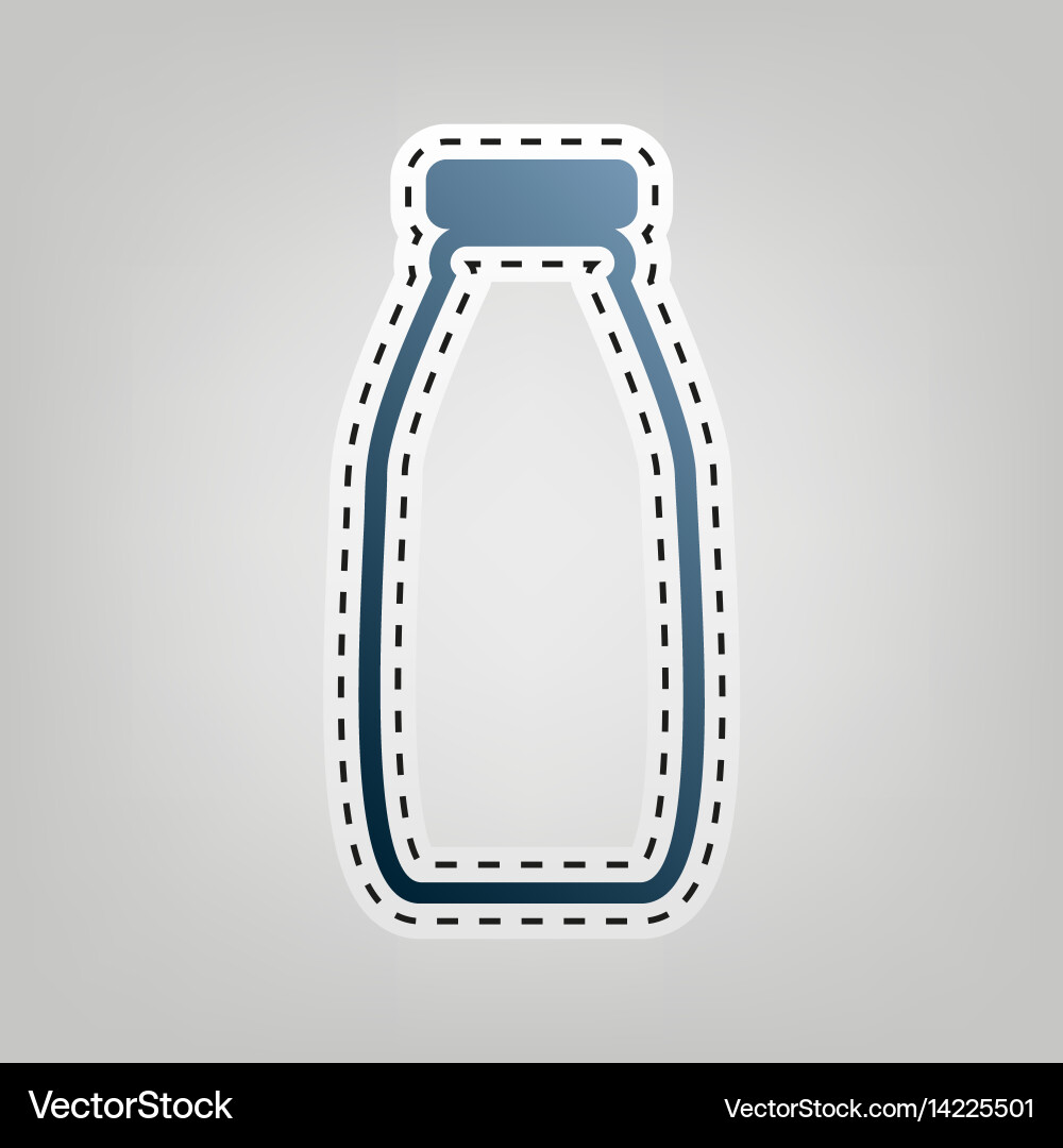 Milk bottle sign blue icon with outline Royalty Free Vector