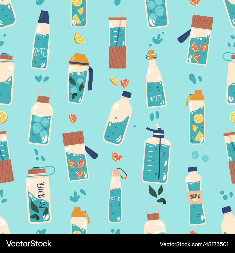 Repetitive design with water bottles seamless Vector Image