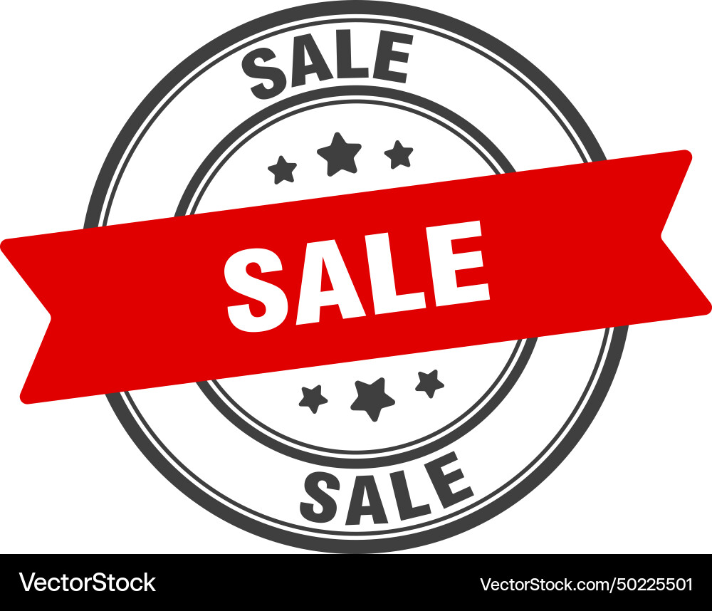 Sale stamp label on transparent background Vector Image