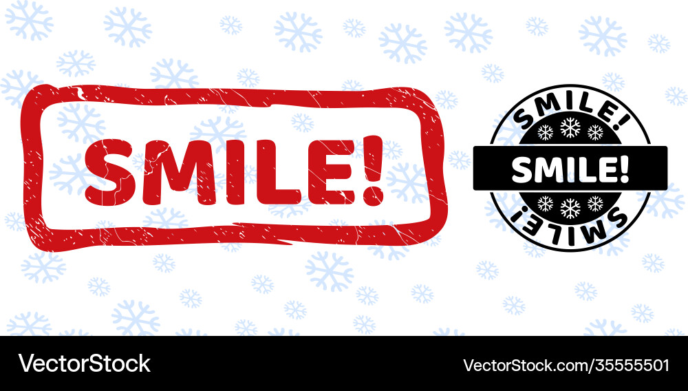 Smile exclamation scratched and clean stamp seals Vector Image