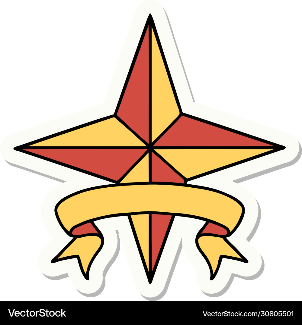 Tattoo sticker with banner a star Royalty Free Vector Image