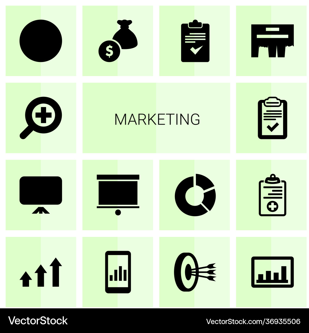 14 marketing icons Royalty Free Vector Image - VectorStock