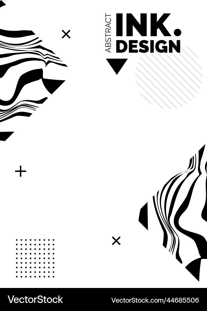 Black lines poster template trendy abstract wavy Vector Image