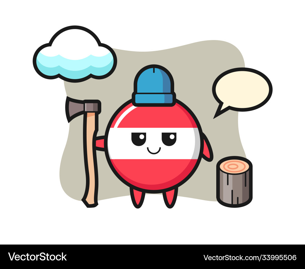 Character cartoon austria flag badge Royalty Free Vector
