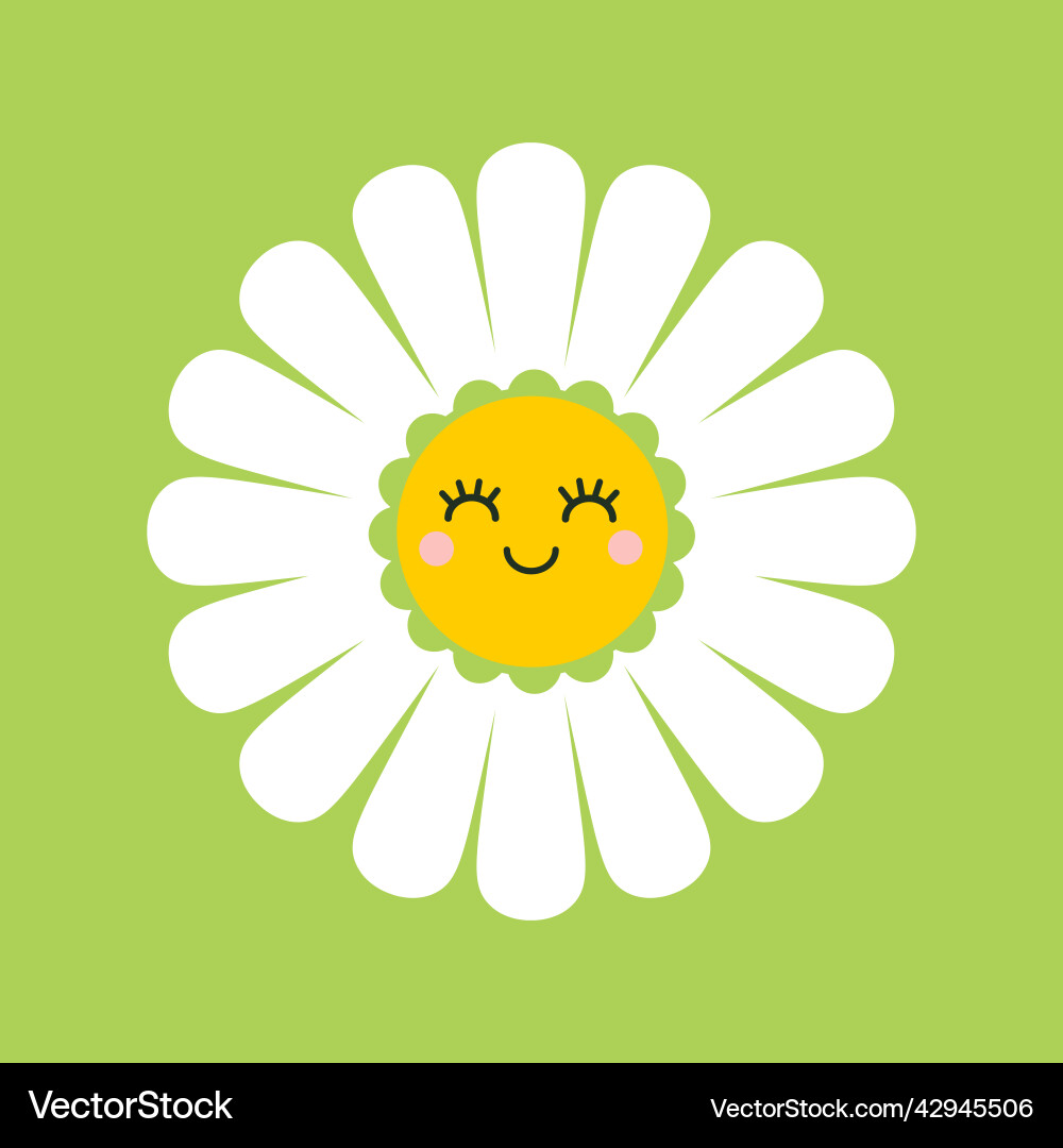 Cute smiling daisy flower chamomile with happy Vector Image