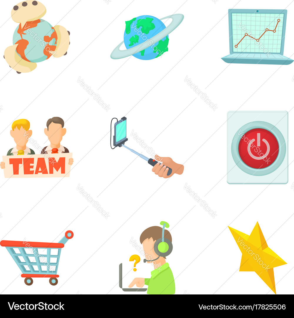 Data from the world icons set cartoon style Vector Image