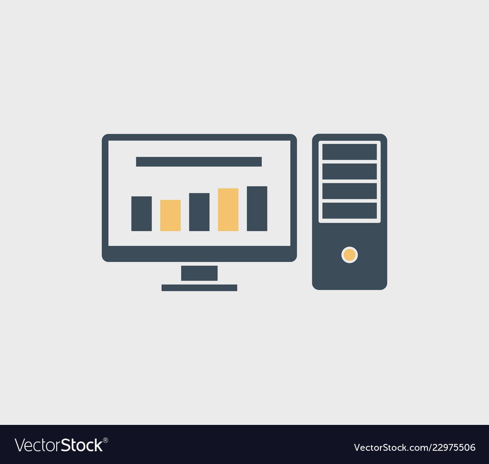 Flat computer icon with two colors Royalty Free Vector Image