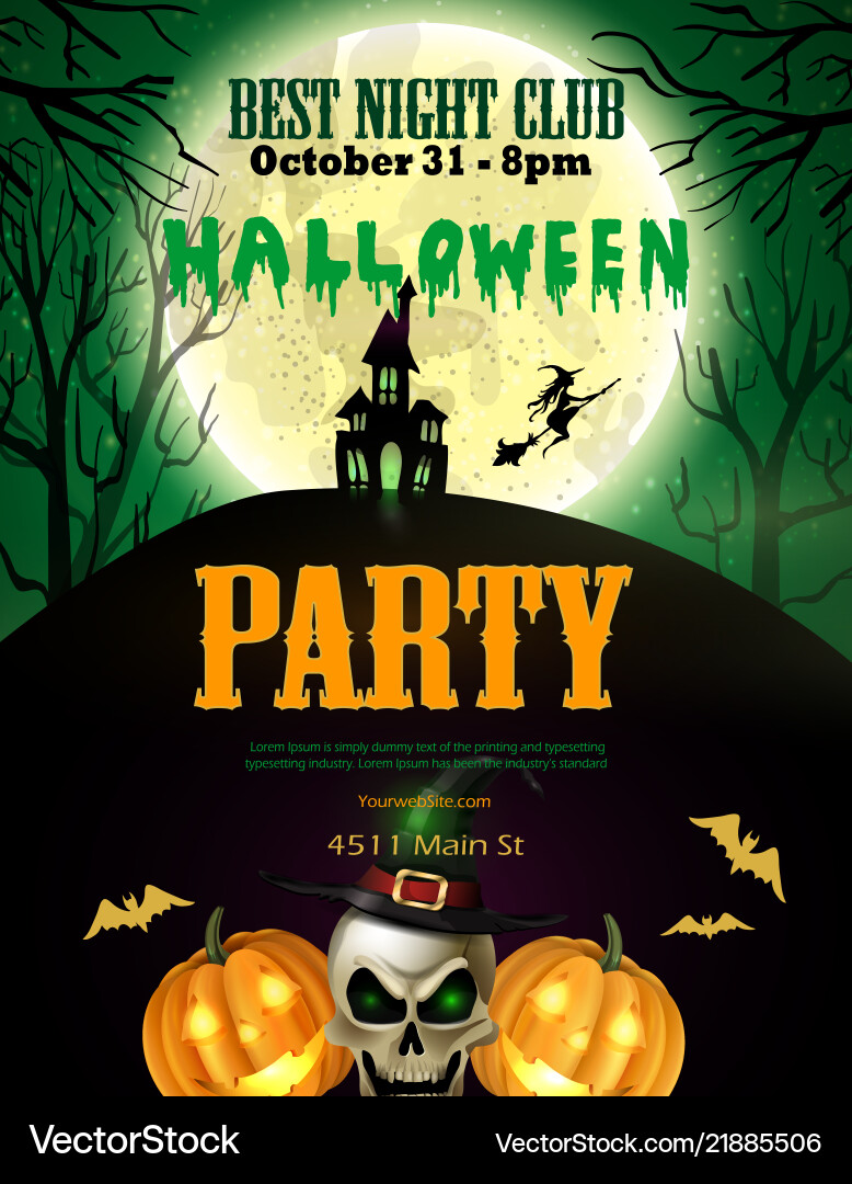Halloween party flyer with pumpkins Royalty Free Vector