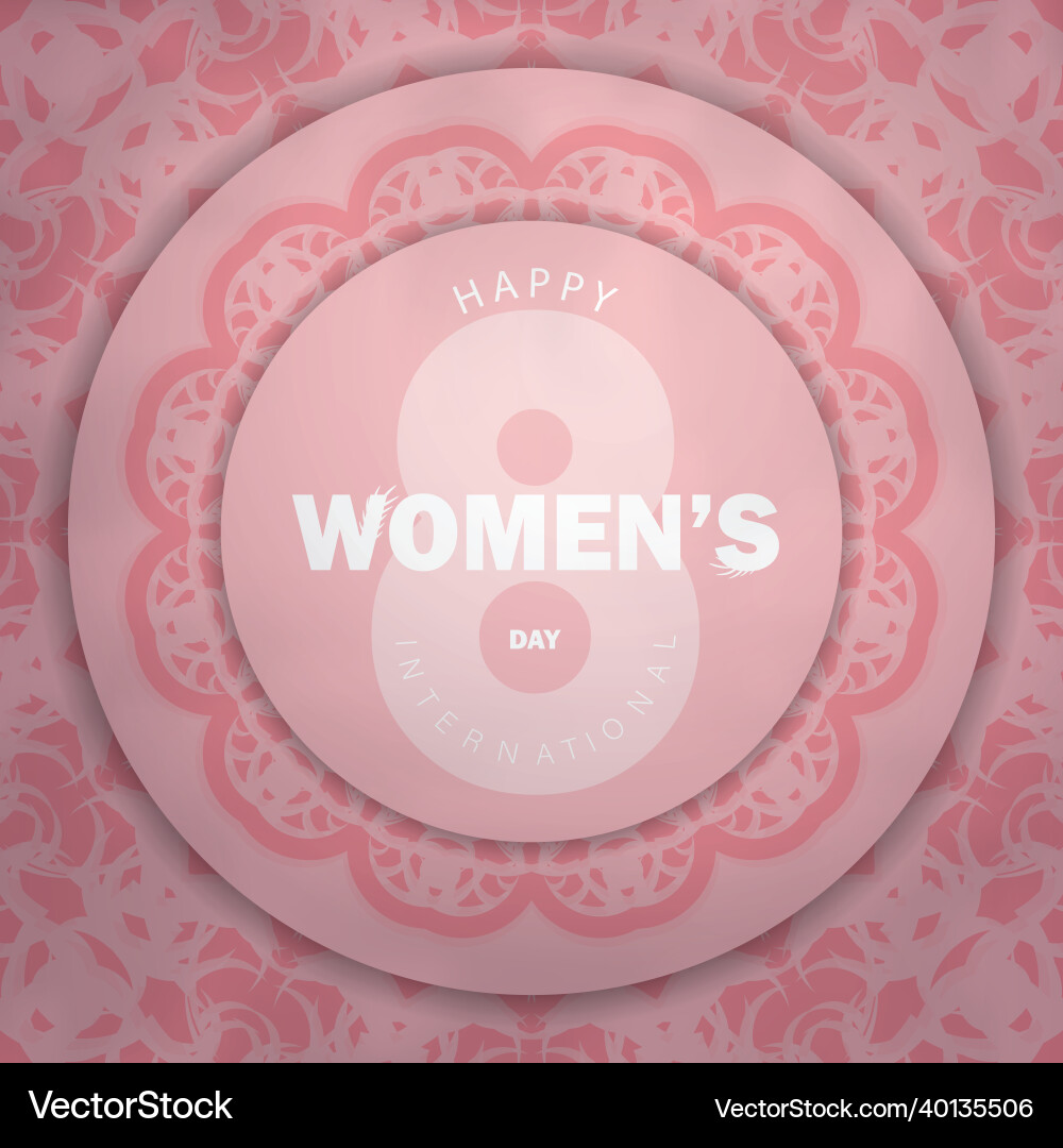 Pink 8 march flyer with winter ornament Royalty Free Vector