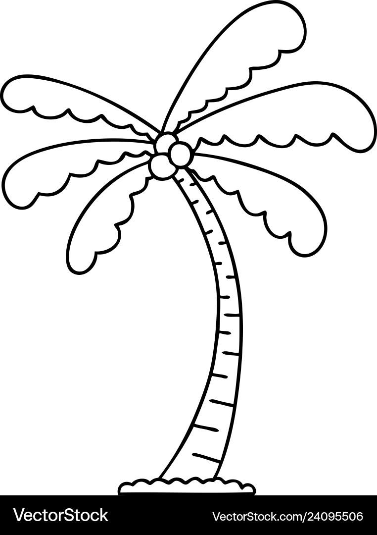Quirky line drawing cartoon palm tree Royalty Free Vector