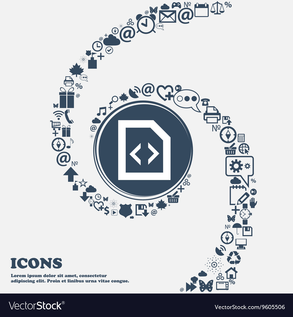 Script icon sign in center around many Royalty Free Vector