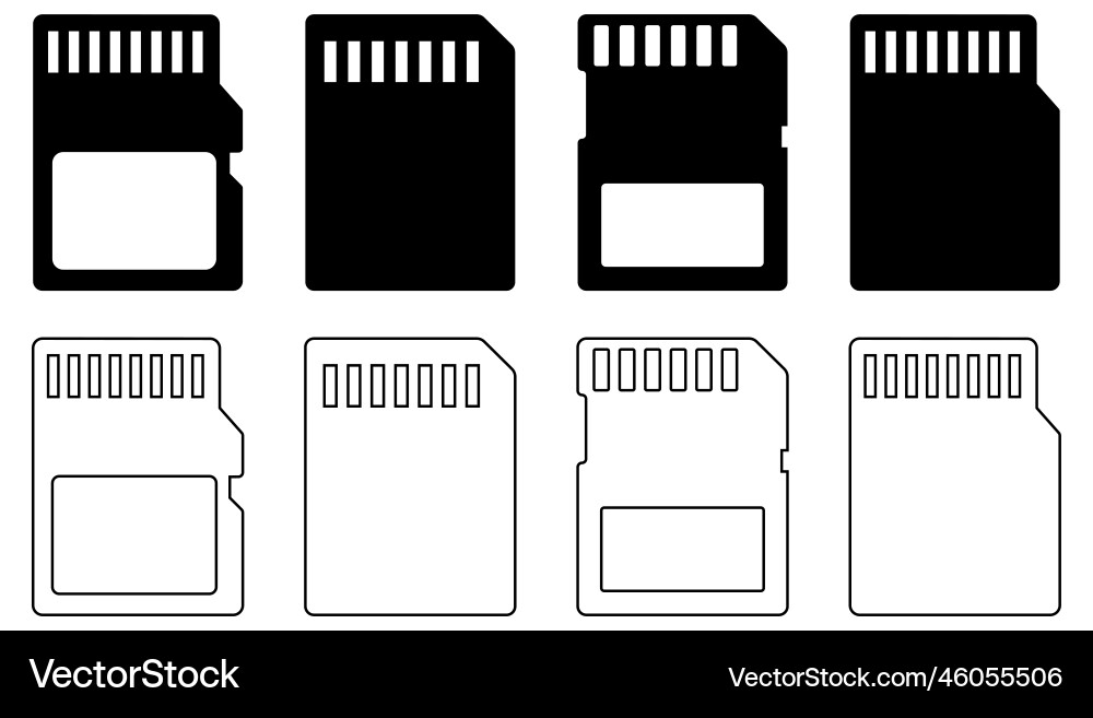 Sd memory card icons set symbol for website Vector Image