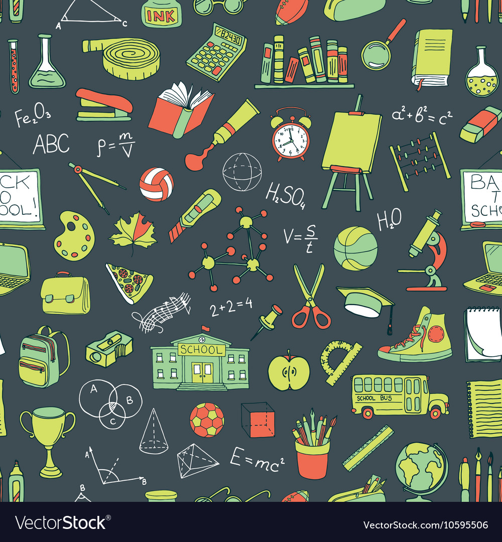 Seamless pattern with hand drawn school elements Vector Image