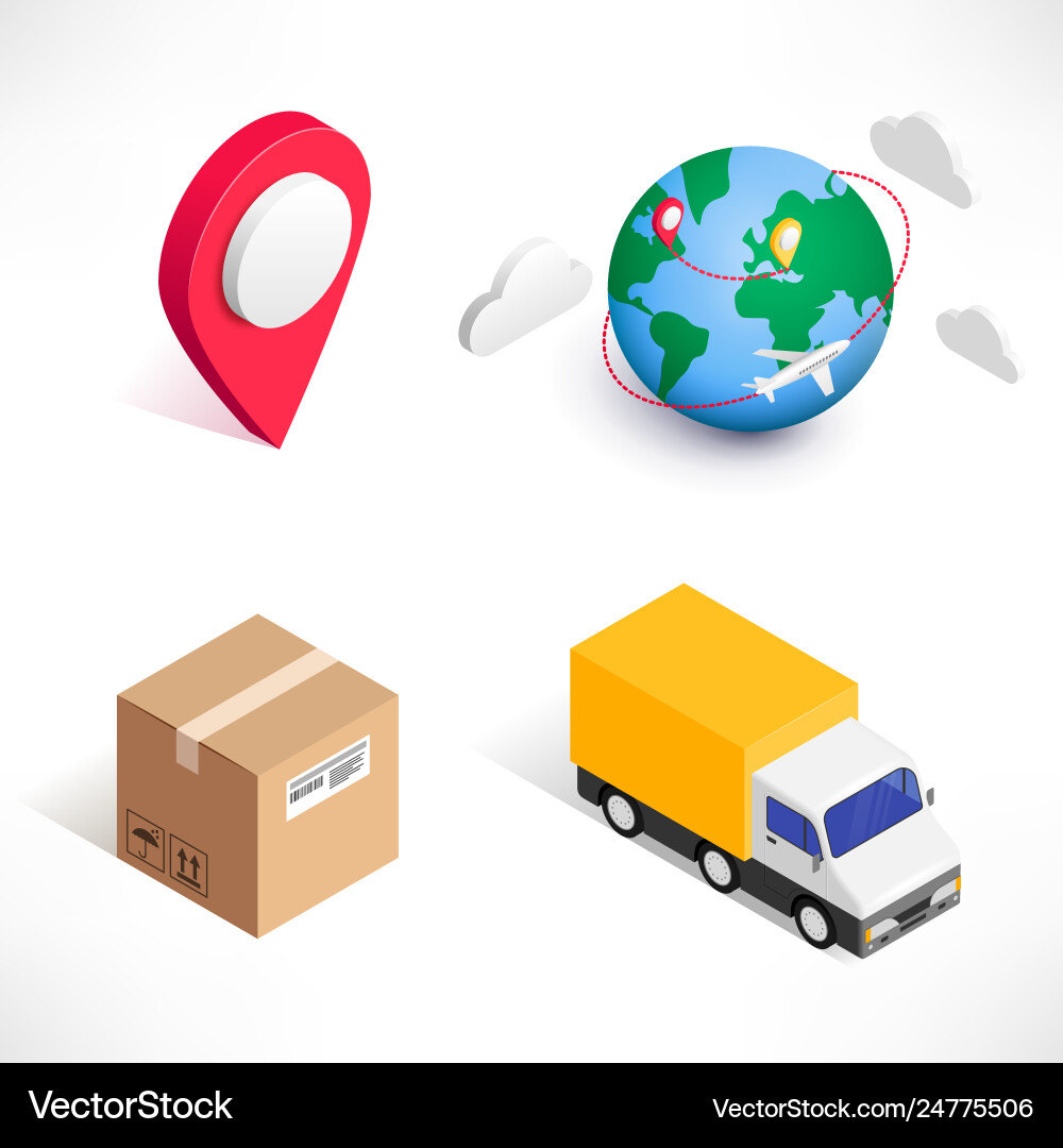 Shopping delivery isometric icons set Royalty Free Vector